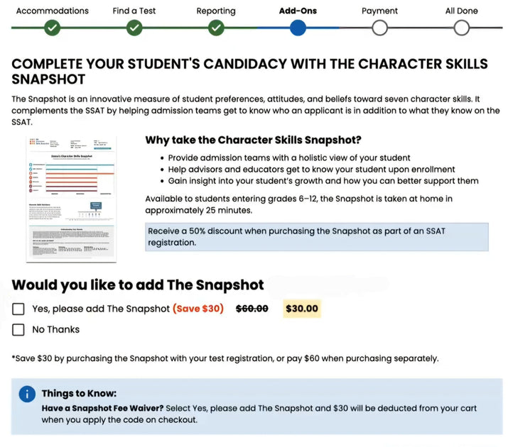 SSAT와 Character Skills Sanpshot 신청을 동시에♡ – PrepMaster